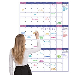 Large Dry Erase Calendar for Wall - 3 Month Vertical Wall Calendar, Blank Reusable Monthly Quarterly Calendar Planner Undated, 27.8" x 41" Whiteboard Calendar, Laminated Organizer for Home, Office