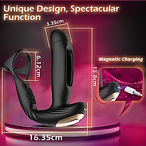 Prostate Massager Vibrator with 10 Flapping & Vibration Settings, Remote Control Anal Plug Anal Vibrator Sex Toys for Men, Anal Sex Toys Vibrators with Penis Ring Adult Toys, Sex Toy Adult Sex Toys