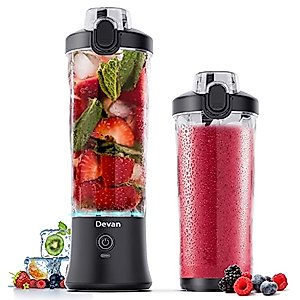 Portable Blender,270 Watt for Shakes and Smoothies Waterproof Blender USB Rechargeable with 20 oz BPA Free Blender Cups with Travel Lid. (Black)