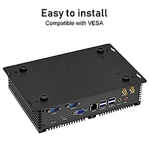 msecore Mini Industrial PC, Rackmount Fanless Computers, Wall-mountable Desktop with i3-4005U, 8GB RAM, 128GB SSD, VGA, HDMI, 2xCOM RS232, WOL, Windows 10 Pro