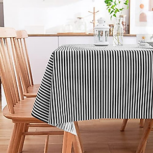 JInSEY 3 Pack Plastic Black White Stripe Tablecloths 54" x 108" Striped Table Cloth Cover Disposable Rectangle Tablecloth for Parties Holiday Party Picnic Decoration