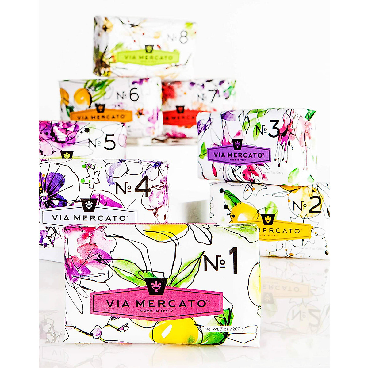 Via Mercato Italian Soap Bar (200 g), No. 5 - Waterlily & Sandalwood