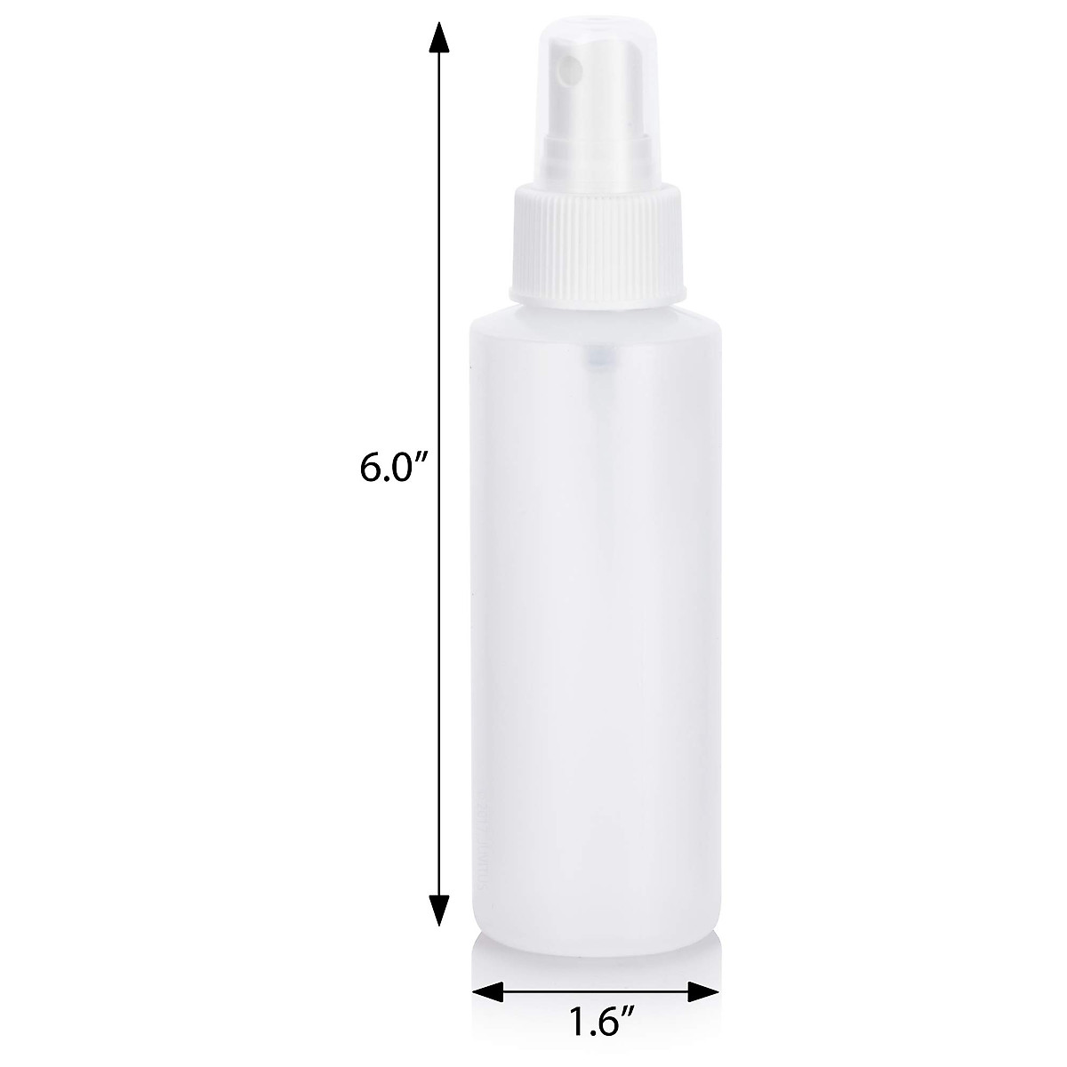 JUVITUS 4 oz Clear Natural Refillable Plastic Squeeze Bottle with White Fine Mist Sprayer - (6 Pack)