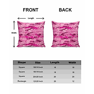 LUSWEET Cotton Throw Pillow Covers Reversible Set of 2, Camouflage Netting Camo Pink Soft Couch Pillow Covers for Sofa Bedroom Living Room 18 x 18 Inch Decorative Cushion Case Home Decor