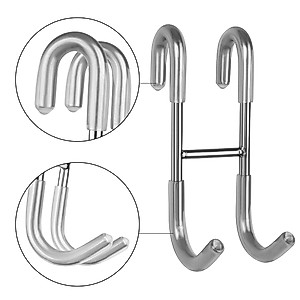 NINETREX Shower Door Hooks,Towel Hooks for Bathrooms Frameless Glass Door,Heavy Duty SUS 304 Stainless Steel Hook for Towels,Squeegee,Loofah,Shaver,Robe,2 Pack,Silver