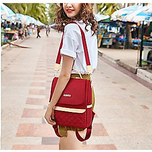 MBVBN Fashion Mochila Solid Color Women Backpack Purse Travel Bag Teenagers School Bags Kawaii (Red)
