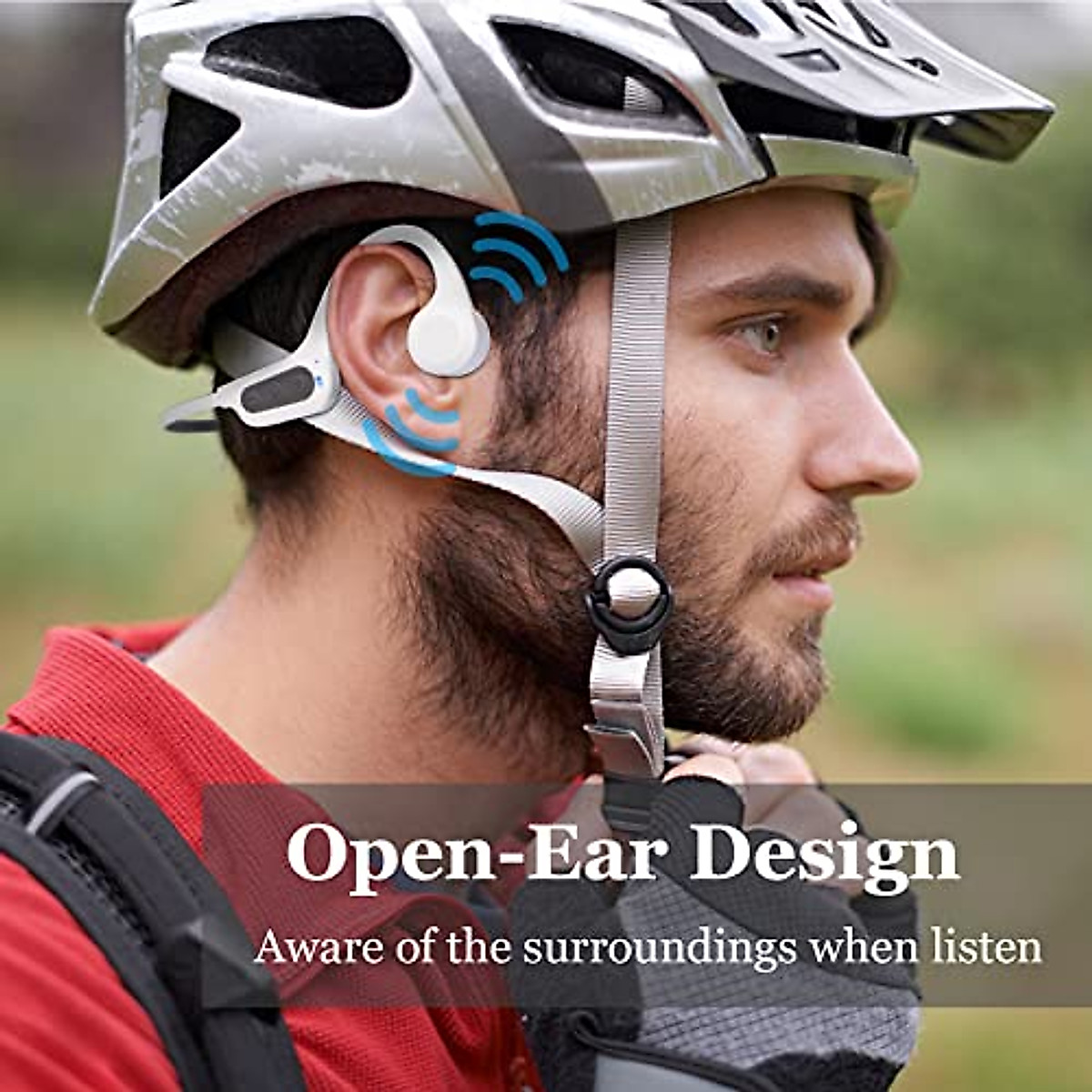 TOKANI Bone Conduction Wireless Headphones, Open Ear Headphones Bluetooth 5.3 with Mic, Sports Sweatproof Headset for Running, Cycling, Workouts Use-White