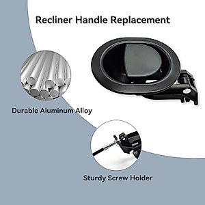 2 Pack - Recliner Handle Replacement Part Compatible with Ashley Lazy Boy and Most Recliner Sofa Brands, Made of Aluminium Alloy, Size 3" x 3.5" (No Cable Version)