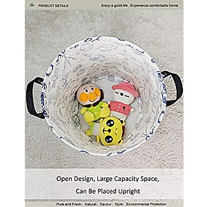 ONOEV Round waterproof laundry basket、foldable storage basket、laundry Hampers with handle、gift basket,suitable for children's room and toy storage (Blue Planet)