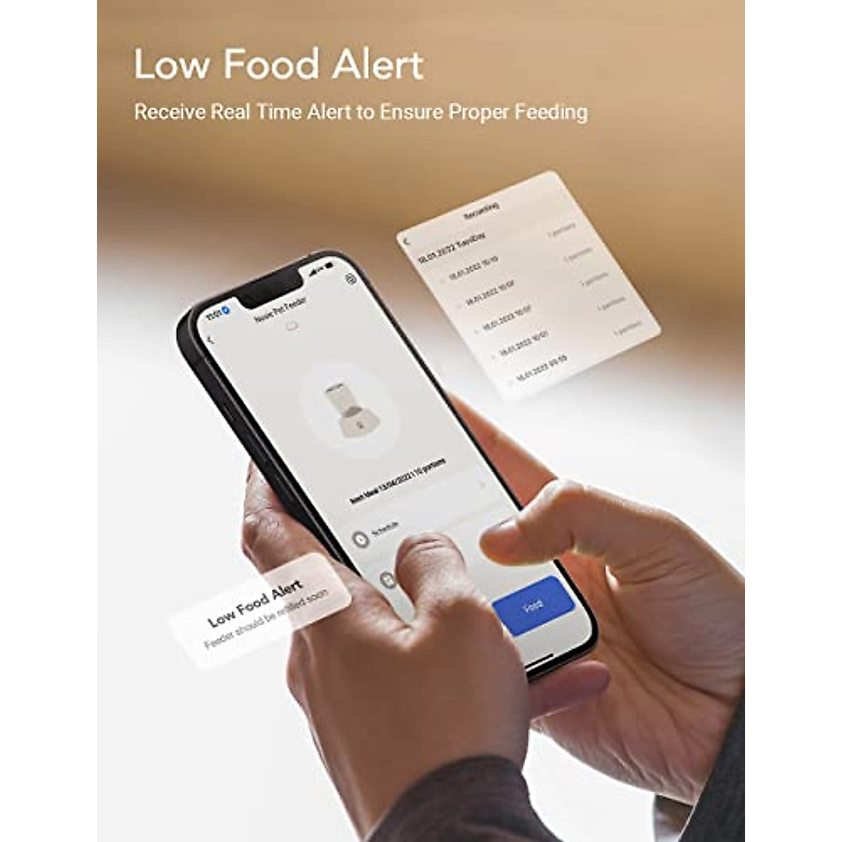 Nooie Pet Feeder, Smart Automatic Cat Feeder, 2.4GHz Wi-Fi, 3.8L Dry Food Dispenser, Portion Control, Low Food Detection, Real-Time Alerts, Clog-Free, Stainless-Steel Bowl, Suitable for Small Dogs