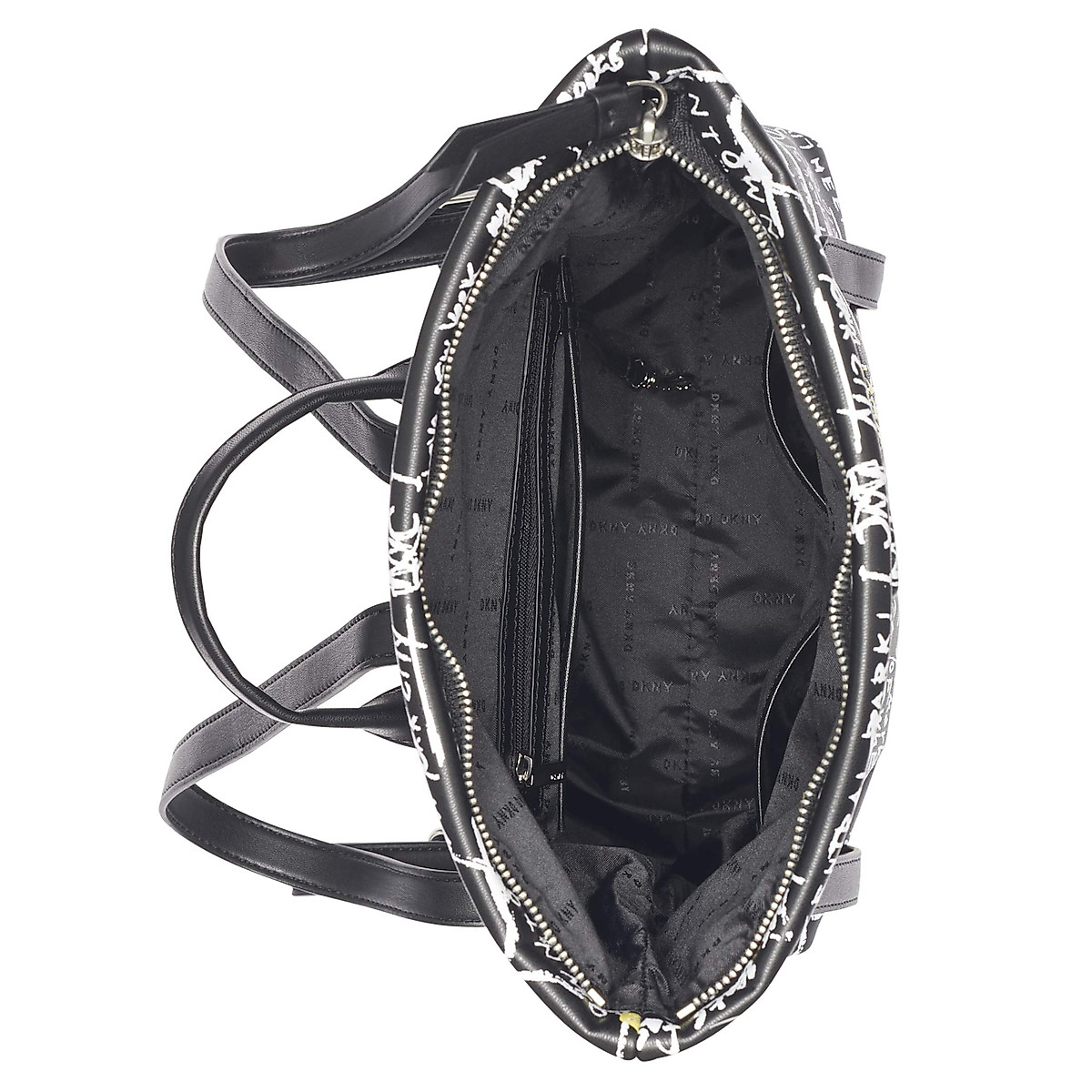 DKNY Women's Multipurpose Fashion Backpack, Black Iconic Graffiti Tilly, One Size