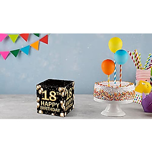 18th Birthday Card Box，Black And Gold Card Box for Birthday Party Decorations ，Party Supplies , Money Box -  1 PC (026 sr)