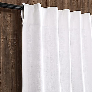 HOMIDATE Set of 2 White Cotton Curtains - 50x96 Inch with Tab Top Style – with Khadi Heavy Textured - Ideal for Window, Bathroom and Living Room Décor