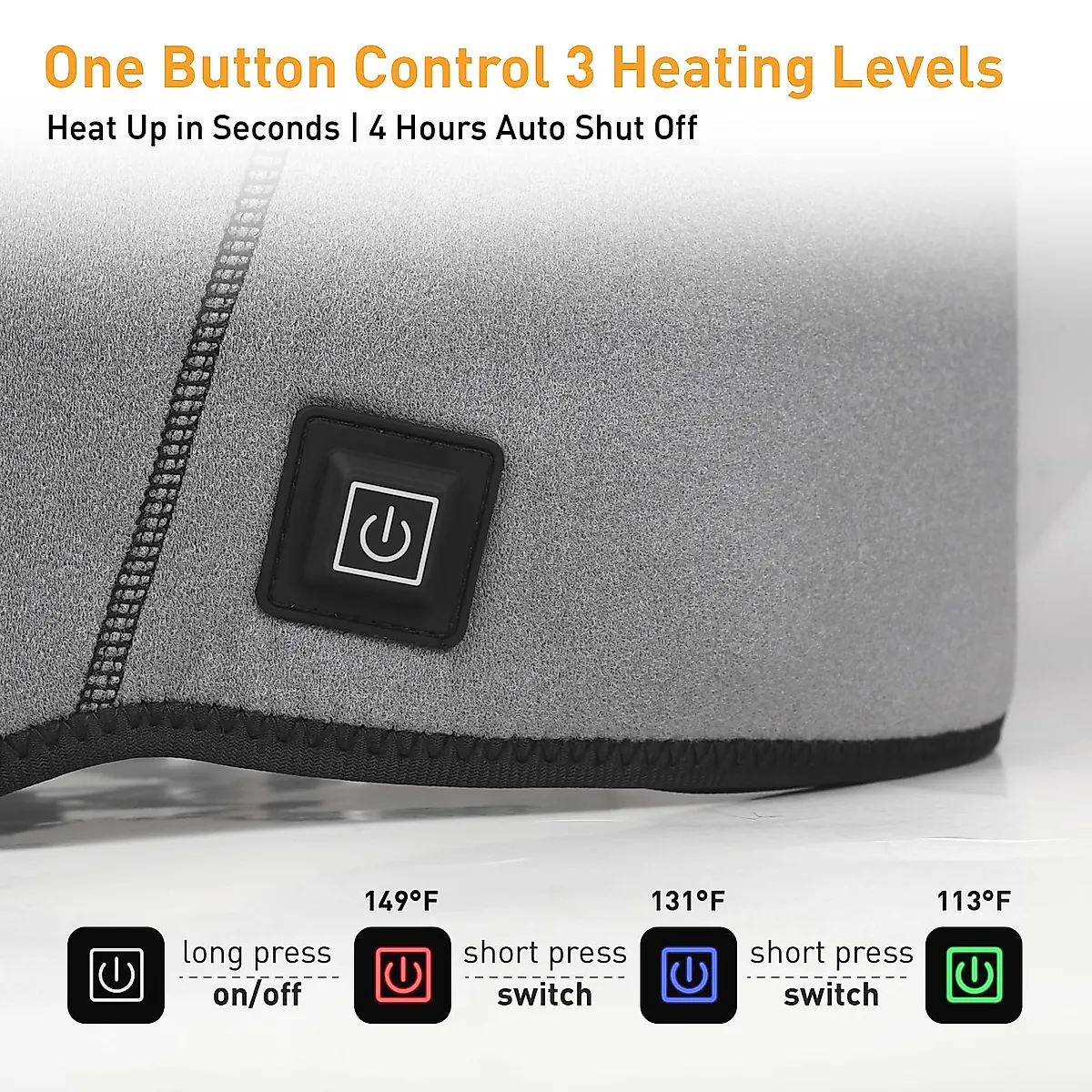 Runjoy Portable Heating Pad, Cordless and Rechargeable Heating Pad with 10000mAh Battery, 3 Heat Settings, Fast Heating and Adjustable Strap for Back Pain, Cramps, Neck and Shoulders