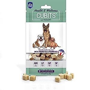Cubits with Yogurt | Natural Training Treat | Loaded with Prebiotics and Probiotics | No Crumbs - No Sticky Mess | Gluten - Lactose - Soy - Grain Free | 3.5 oz per Pouch