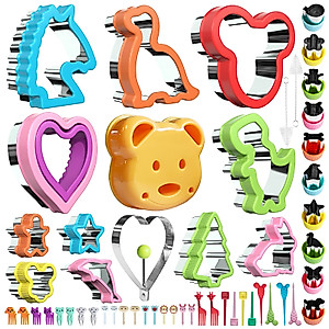 Sandwich Cutter and Sealer Set, Cookie Cutter set 53pcs, Mini Cookie Stamp Mold, Vegetable Fruit Cutter Molds, DIY and Food Decoration Tools