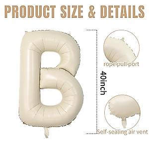 40 Inch Cream OH BABY Balloons, Beige Large Letter Balloons Foil Helium Balloons, Mylar Big Beige Alphabet Balloons, Cream Balloon Letters for Baby Shower Gender Reveal Party Decorations