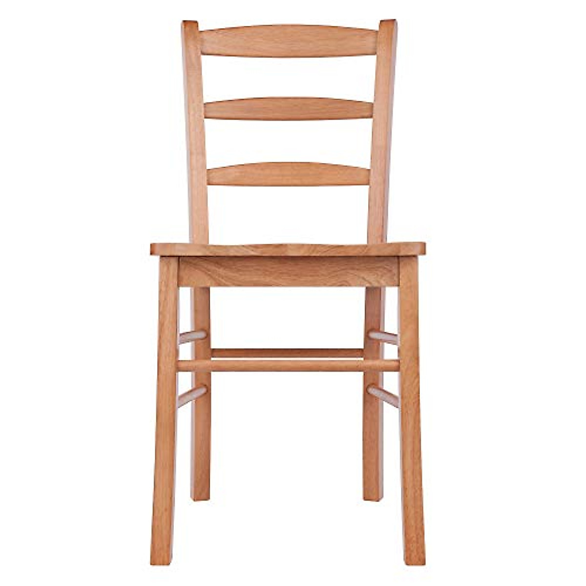 Contemporary Home Living Set of 2 Light Oak Beige Dining Chairs with Ladder Backrest, 34.50