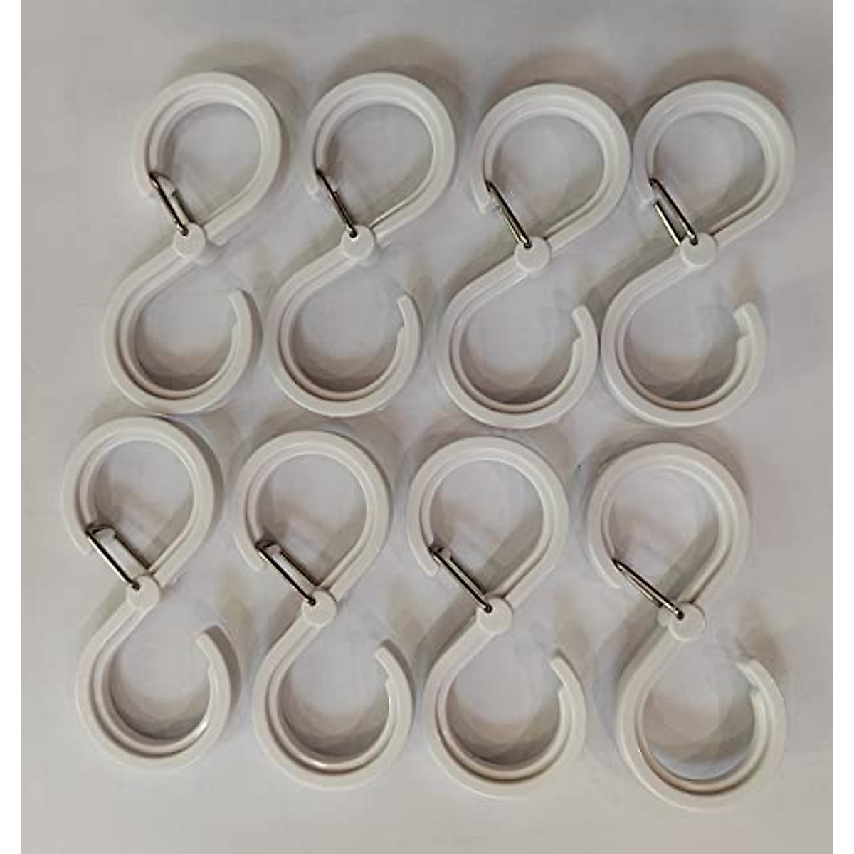 GUSSTA S Hooks with Safety Buckle for Hanging, Anti-Drop S Shaped Hooks, Heavy Duty Rustproof S Hangers for Kitchen Utensil, Closet Rod, Bathroom (8, White)