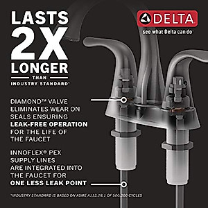 Delta Faucet Saylor Centerset Bathroom Faucet Chrome, Chrome Bathroom Faucet for Bathroom Sink, Bathroom Sink Faucet, Diamond Seal Technology, Metal Drain Assembly, Chrome 2536-MPU-DST