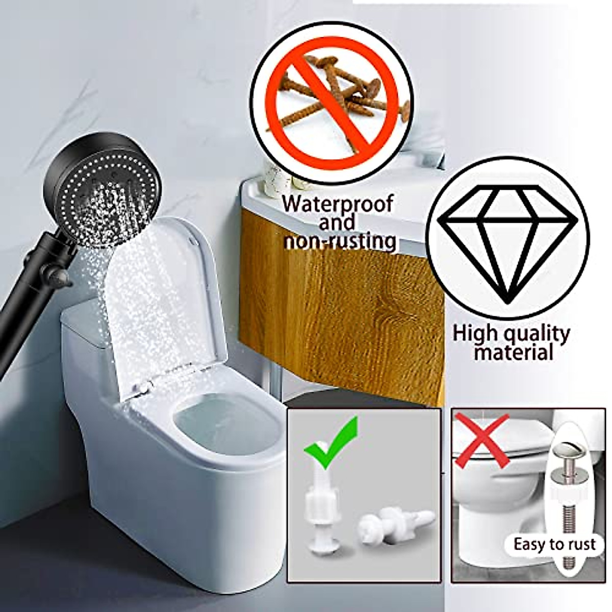 2Pack Toilet Seat Screws Replacement Universal White Plastic Toilet Seat Hinge Bolt Screw for Fixing the Top Toilet Seat, White