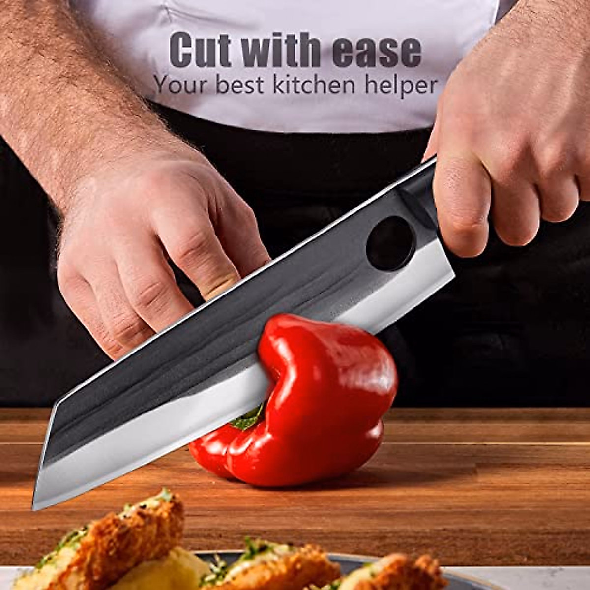 FUSIONKEI 11 Inch Slicing Carving Knife 7.5 Inch Japanese Chef Knife Kiritsuke Knife With Gift Box