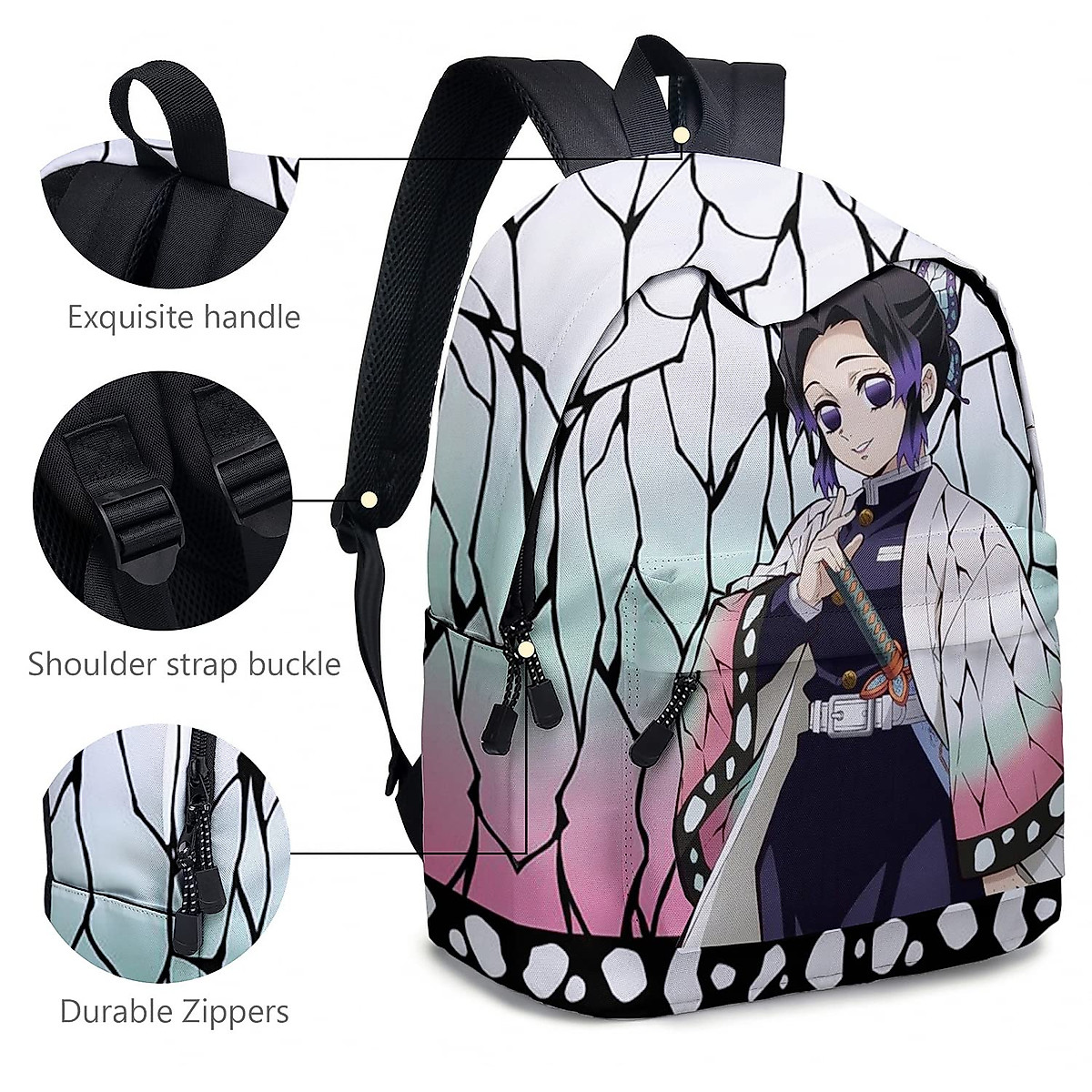 AidiTrend Anime Canvas Bag Kochou Shinobu School Bags Girls Boy Travel Bag Notebook Bags Cosplay Accessories Medium