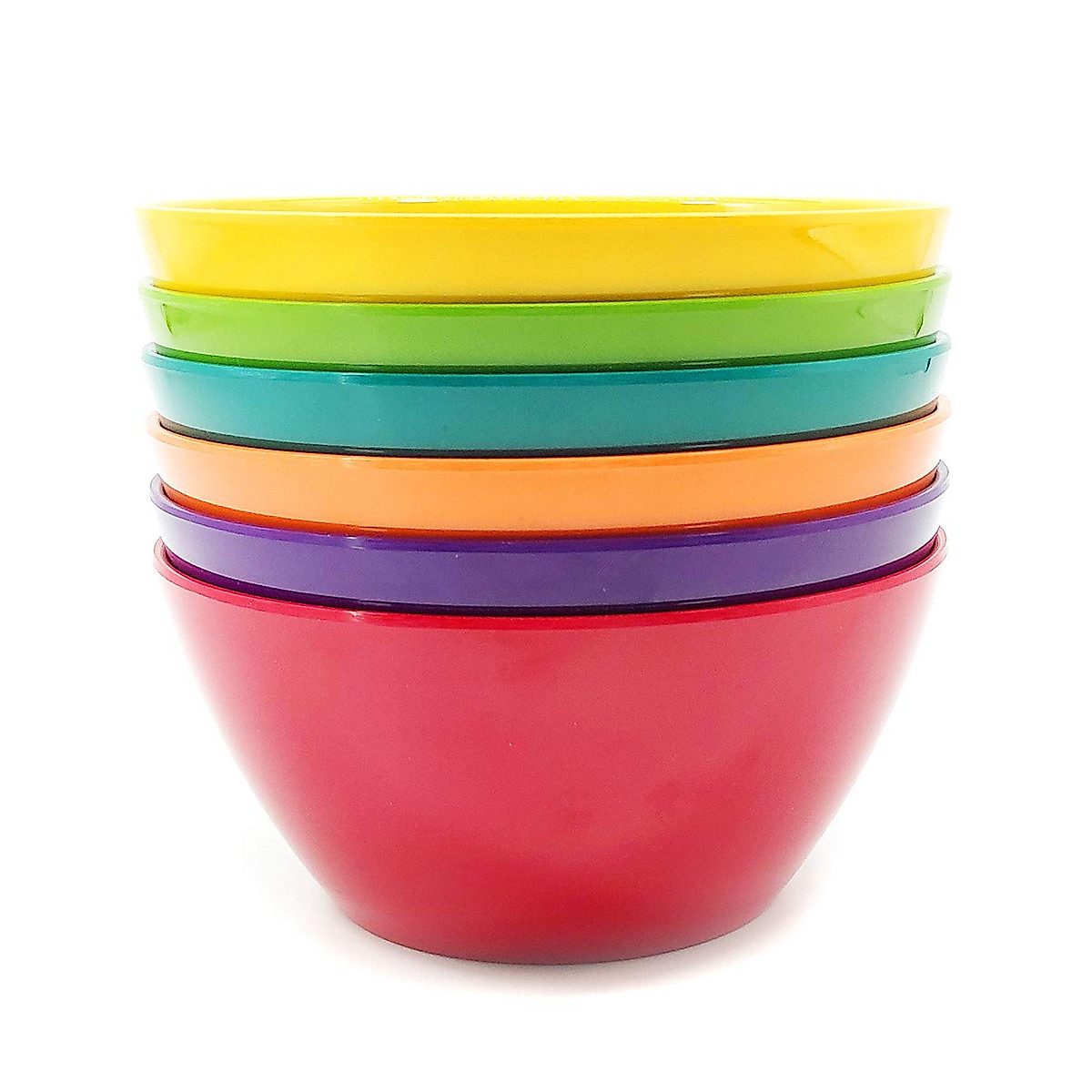 KOXIN-KARLU 6-inch Melamine Bowls, 26-ounce Cereal Bowls Salad Bowl, set of 6 Multicolor | 100% Melamine, Dishwasher Safe, BPA Free