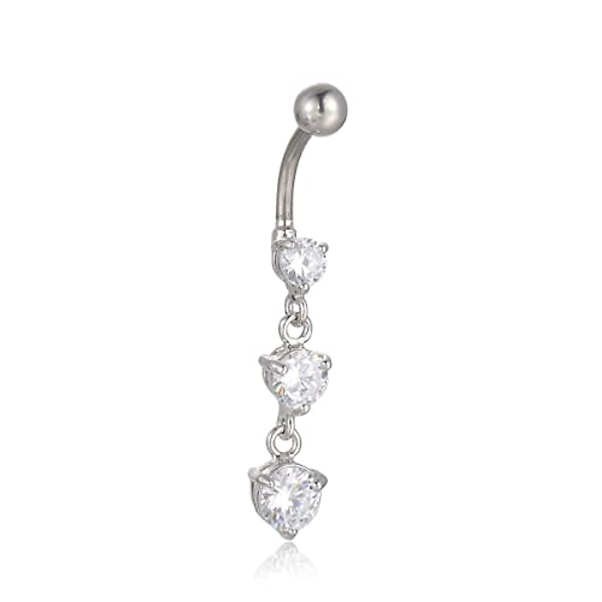 CANDYFANCY 14G Dangly Belly Button Rings Surgical Steel Gem Navel Rings Dangle Triple Round CZ Barbell Belly Piercings Jewelry
