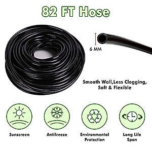 156Pcs Drip Irrigation Kit, Garden Irrigation System, Automatic Garden Watering System with Adjustable Dripper 82ft 1/4" Blank Distribution Drip Irrigation tubing, Garden, Flower Bed, Patio, Lawn