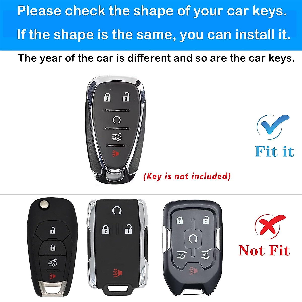 KUSTSOFT for Silicone Chevrolet Key fob Cover case 5 Buttons fit Chevy Malibu Camaro Blazer Cruze Sonic Malibu Limited Volt Equinox Spark Remote Key Vehicle Accessories 2Pcs(Black Purple)