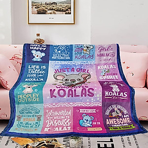 Ebmdsia Koala Gifts Blanket, Koala Gifts for Girls Boys, Koala Blanket for Girls Boys, Koala Soft Fleece Throw Blanket for Kids Adults, Koala Cozy Flannel Plush Blankets for Couch 50"X60"