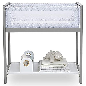 Delta Children Classic Wood Bedside Bassinet Sleeper - Portable Crib with High-End Wood Frame, Link