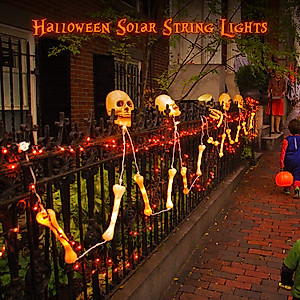 POTIVE Orange Halloween Lights, 2 Pack Each 75.5Ft 200 LED Orange String Lights Outdoor, 8 Modes Solar Orange Lights for Thanksgiving Yard Tree Fall Christmas Halloween Decoration