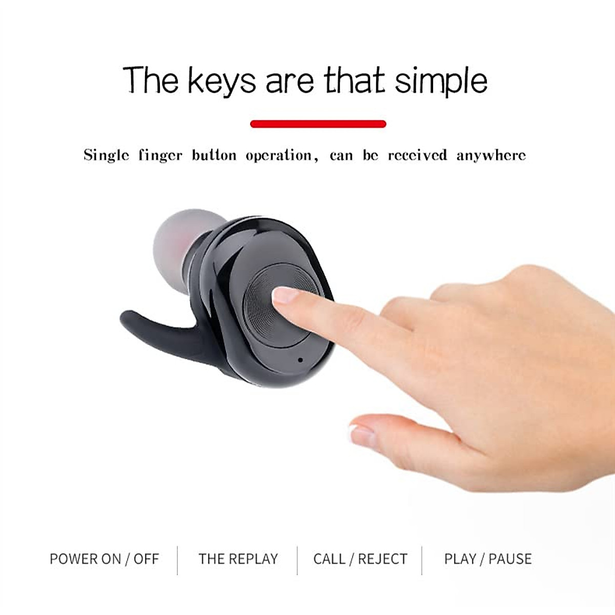 XINRUNE Wireless Earbuds Bluetooth 5.0, Wireless Headphones with Built-in Mic,Clear Call Bluetooth Earbuds with Charging Case, Stereo Wireless Earphones Black