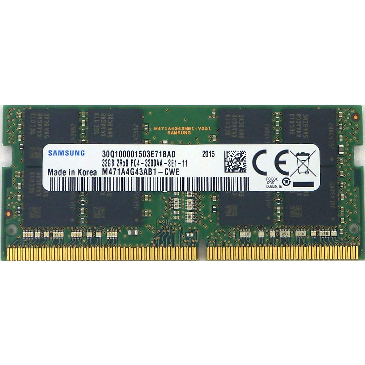 32GB DDR4 3200MHz PC4-25600 1.2V 2Rx8 260-Pin SODIMM Laptop RAM Memory Module M471A4G43AB1-CWE…