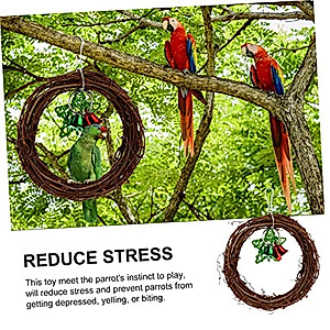 Budgie 3pcs with Branch Natural Supplies Toy Jingle Budgie Macaw Vine Wreath Swing Climbing Chewing Rattan Balls for Parakeet Hoop Ring Bells Parrot Accessories Bird Cockatoo Cage