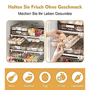 MDHAND Egg Holder for Refrigerator, Refrigerator Organizer Bins, Egg Tray for Refrigerator, Pull-Out Egg Drawer Organizer for Refrigerator, Kitchen Refrigerator Egg Trays