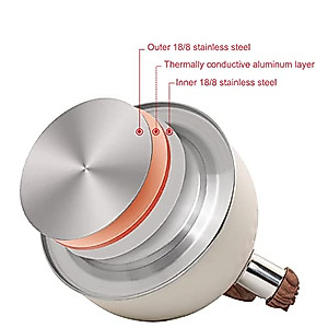 Tea Kettle Stovetop,Stainless Steel Whistling Kettles Teapot With Anti-Hot Handle, Hot Water Boiling Tea Pots For Stove Top,2.5 Liter/Beige Color