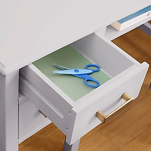 Guidecraft Taiga Desk, Hutch and Chair - Gray: Kids Wooden Computer Study Desk Set with Storage Shelves, Corkboard, and Drawers |Children's Bedroom Activity Table