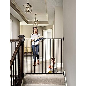 Regalo 2-in-1 Extra Tall Easy Swing Stairway and Hallway Walk Through Baby Gate, Black 1 Count (Pack of 1)