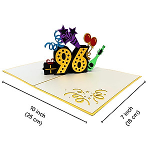ALPHAK Happy 96th Birthday 3D Pop Up Card, Birthday 3D Greeting Card, 96th Birthday Gifts