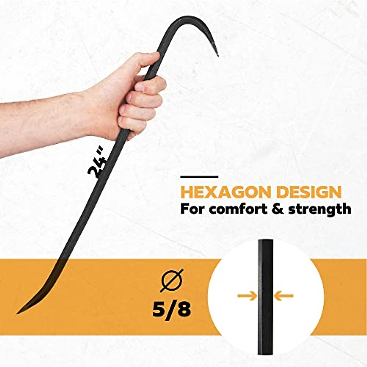 Olympia Tools 24" Wrecking Bar, Heavy Duty Pry Bar with Beveled Chisel End and Forged Carbon Steel for Prying, Lifting and Pulling Nails