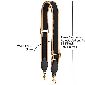 HUADEK Purse Strap Replacement Crossbody Handbag Stripe Wide Adjustable (Black & brown-purse strap)