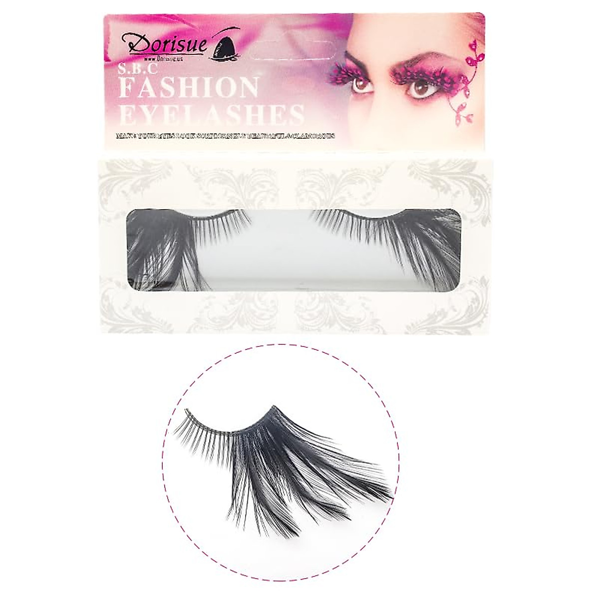Dorisue halloween Feather Eyelashes witch makeup Cat eyes Black tail Lashes extension wedding Show Halloween Cosplay Wedding false lashes drama theatre model Hand-made Luxury Fashion Fake Lashes