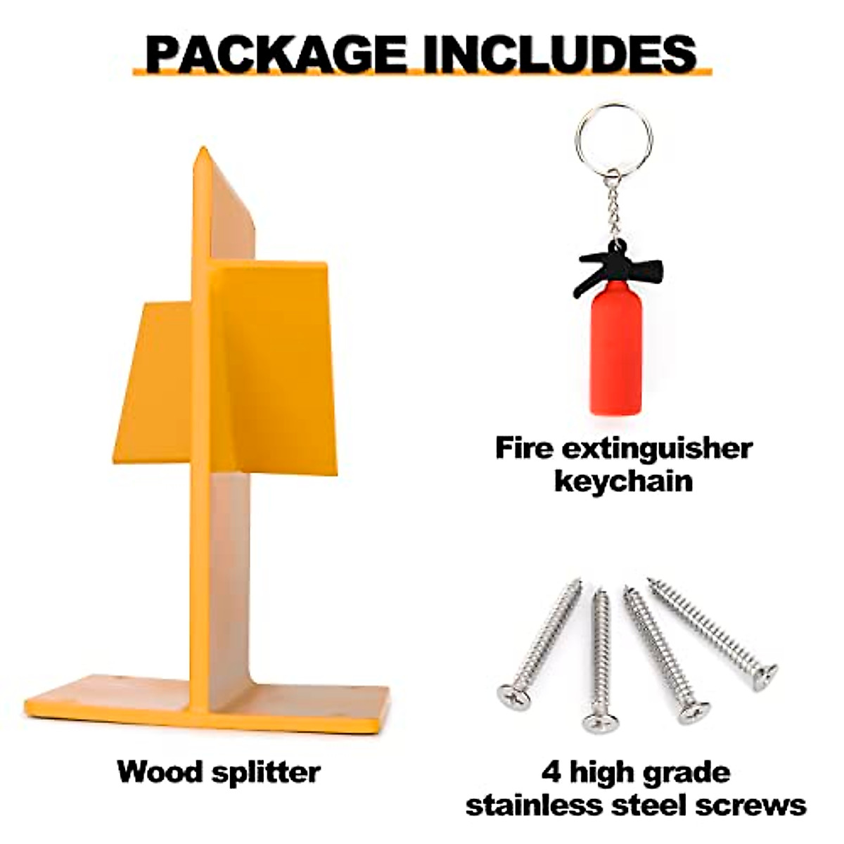 Lostronaut Kindling Splitter for Firewood and Large Logs - Heavy Duty Wood Splitter Perfect for Wood Stove, Fireplace, and Fire Pit - Portable and Mountable Manual Log Splitter with 4 Screws - Yellow