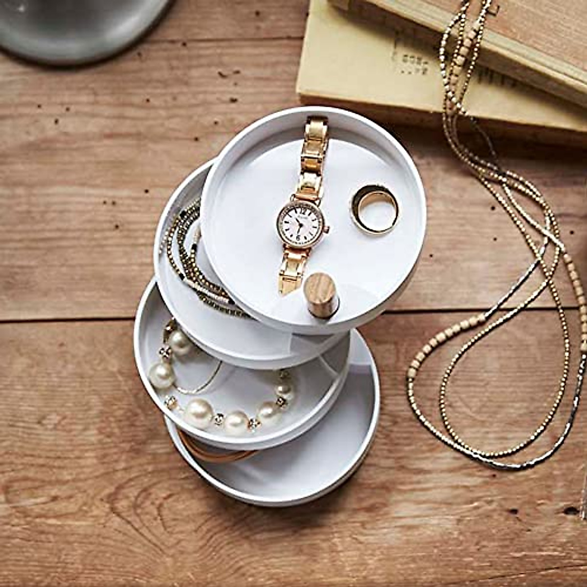 Yamazaki Home Stacked Jewelry Box Plastic + WoodSmallWhite