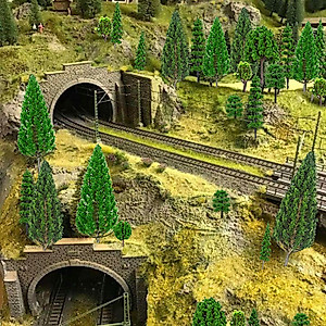 32PCS Model Trees Mixed Miniature Trees Model Tree Train Trees Railroad Scenery Diorama Tree Architecture Trees Fake Trees for Building Model DIY Crafts Diorama Scenery Landscape, Natural Green