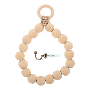 LUOZZY Hand Towel Holder Wooden Beaded Bathroom Towel Ring Wood Bead Towel Hanger Dish Cloth Hanger for Kitchen