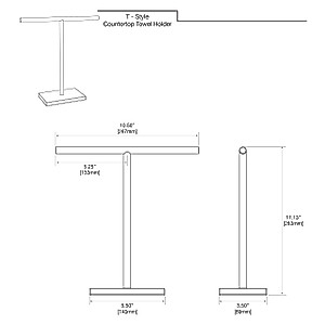 Gatco 1444MX Modern T-Shape Rectangle Base Freestanding Countertop Towel Holder, Matte Black